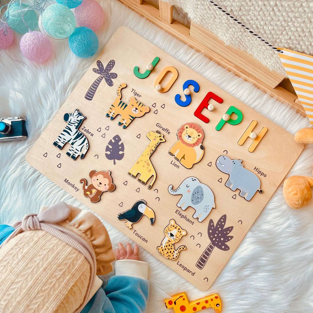 Personalized Jungle Animal Name Puzzle – uk.woodbests