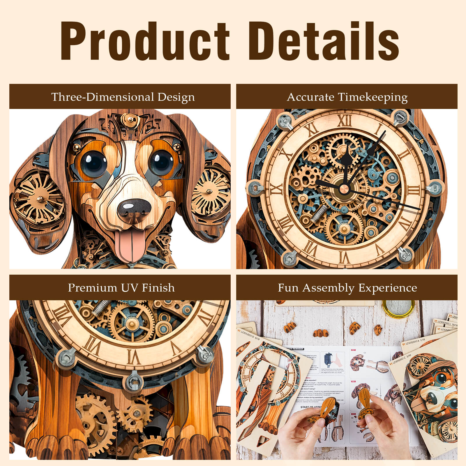 Dachshund – DIY Wooden Clock, 3D Puzzle Craft Kit – uk.woodbests